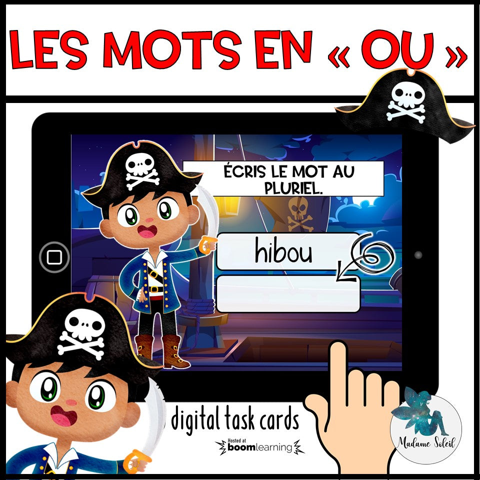 Le pluriel des mots en -ou | Boom Cards | 2e-3e année | Thème pirate ...