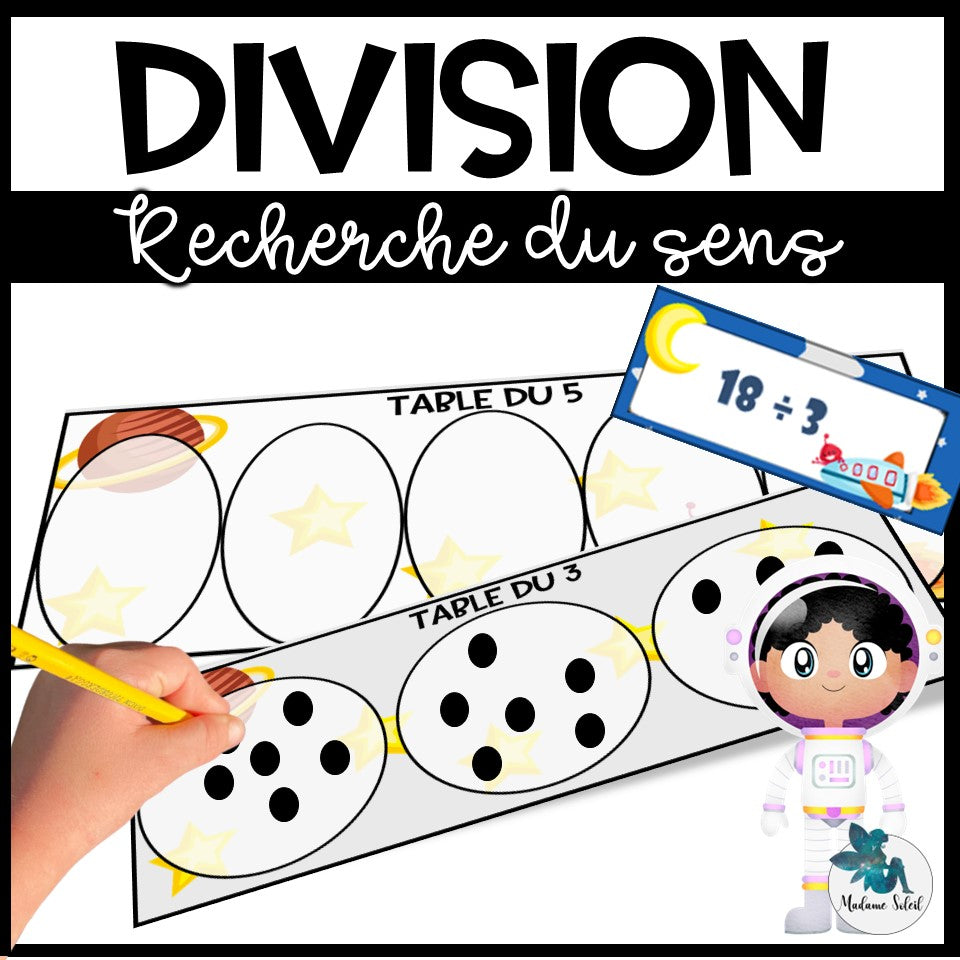 Division – Thème espace | 2e-3e année | Atelier math | Madame Soleil