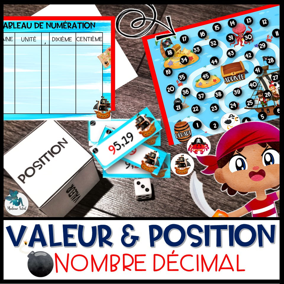 Valeur et position des nombres décimaux – Thème des pirates | Madame Soleil