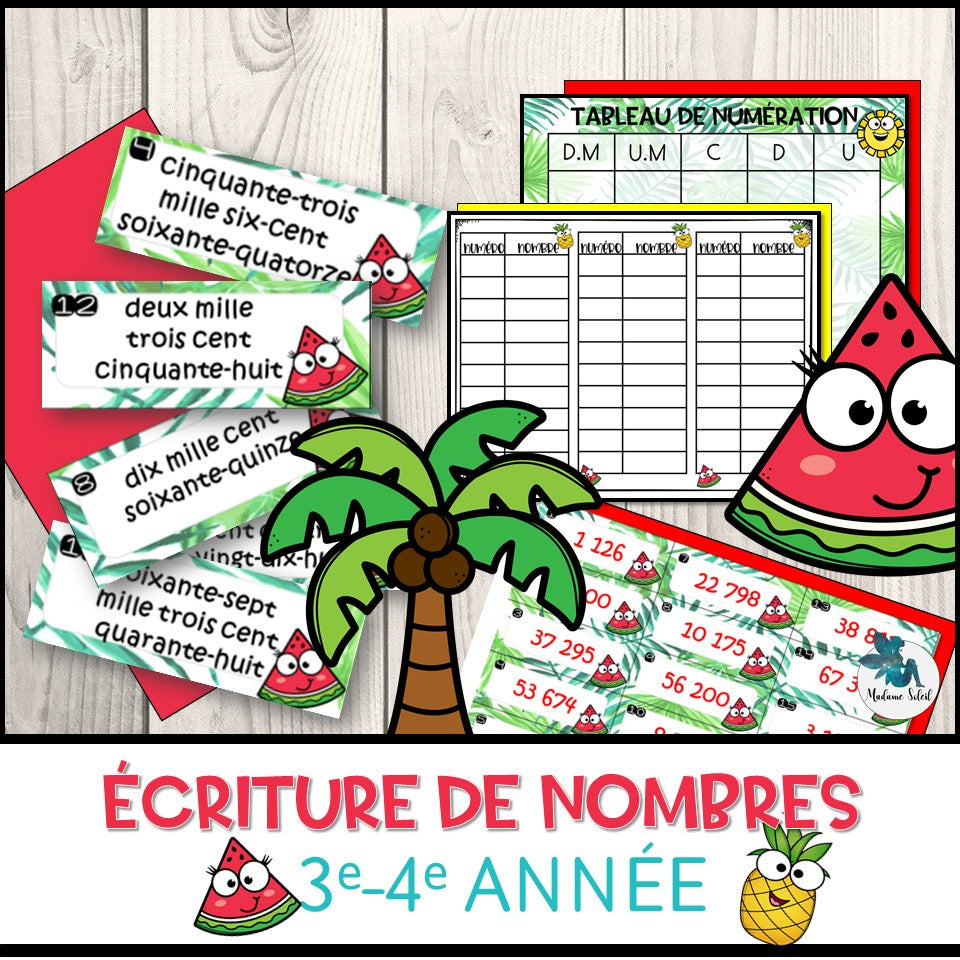Écris le nombre | Dizaine de mille | 3e et 4e année | Madame Soleil