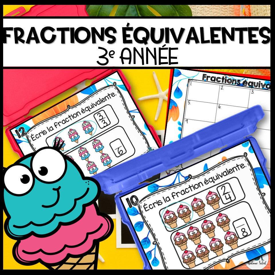 Fractions équivalentes d’une collection | 2e cycle | Madame Soleil