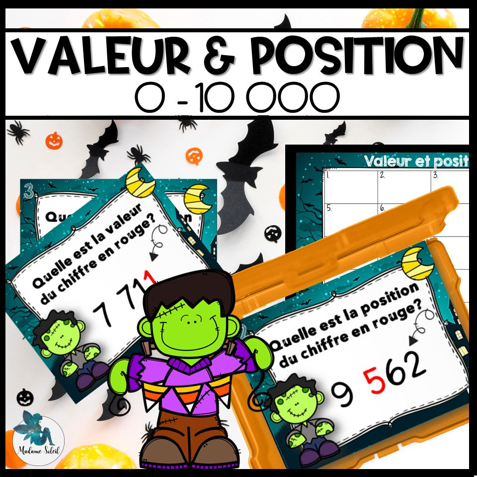 Valeur et position – Halloween | 0 à 10 000 | 3e année | Madame Soleil