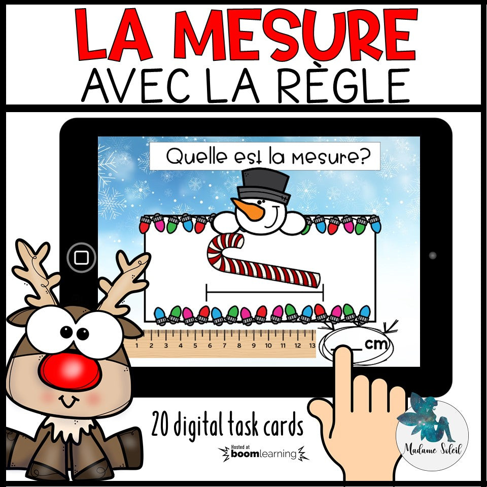 Mesure avec la règle | Noël – Hiver | 2e et 3e année | Madame Soleil