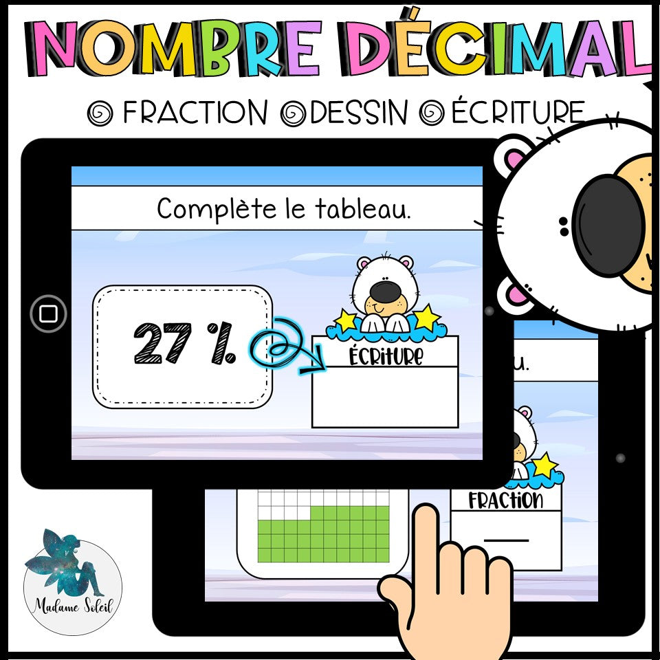 Conversion nombres décimaux | Boom Cards 3e-4e année | Madame Soleil