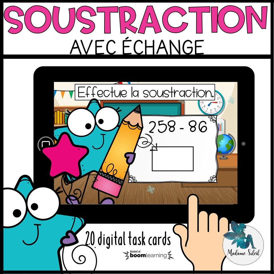 Soustraction 3 chiffres | Math | 2e-3e année | Madame Soleil