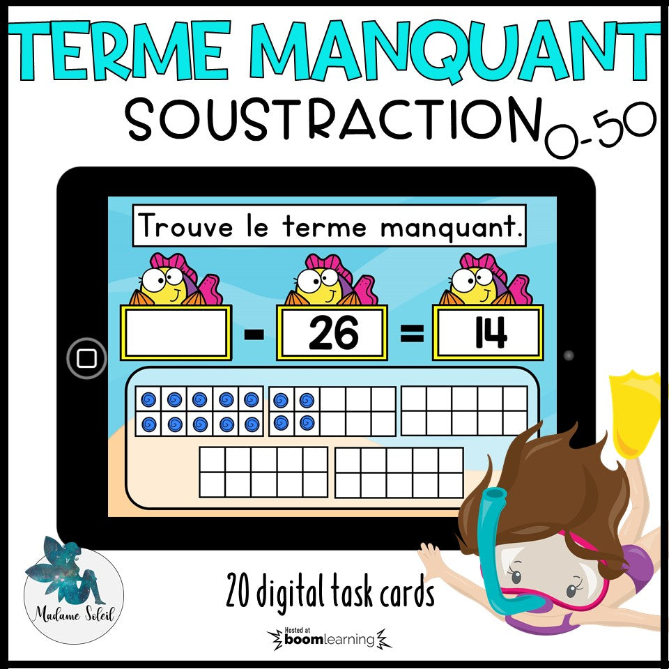 Terme manquant - Soustraction de la mer | 2e-3e année | Madame Soleil