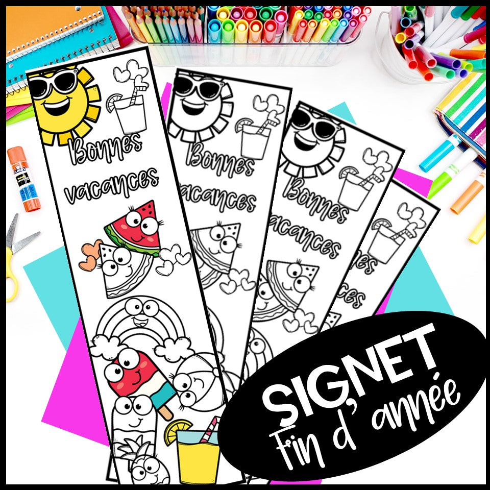 Signets à colorier pour élèves | Madame Soleil